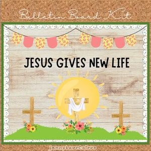 He is Risen Easter Bulletin Board Resurrection Classroom Door Decor ...