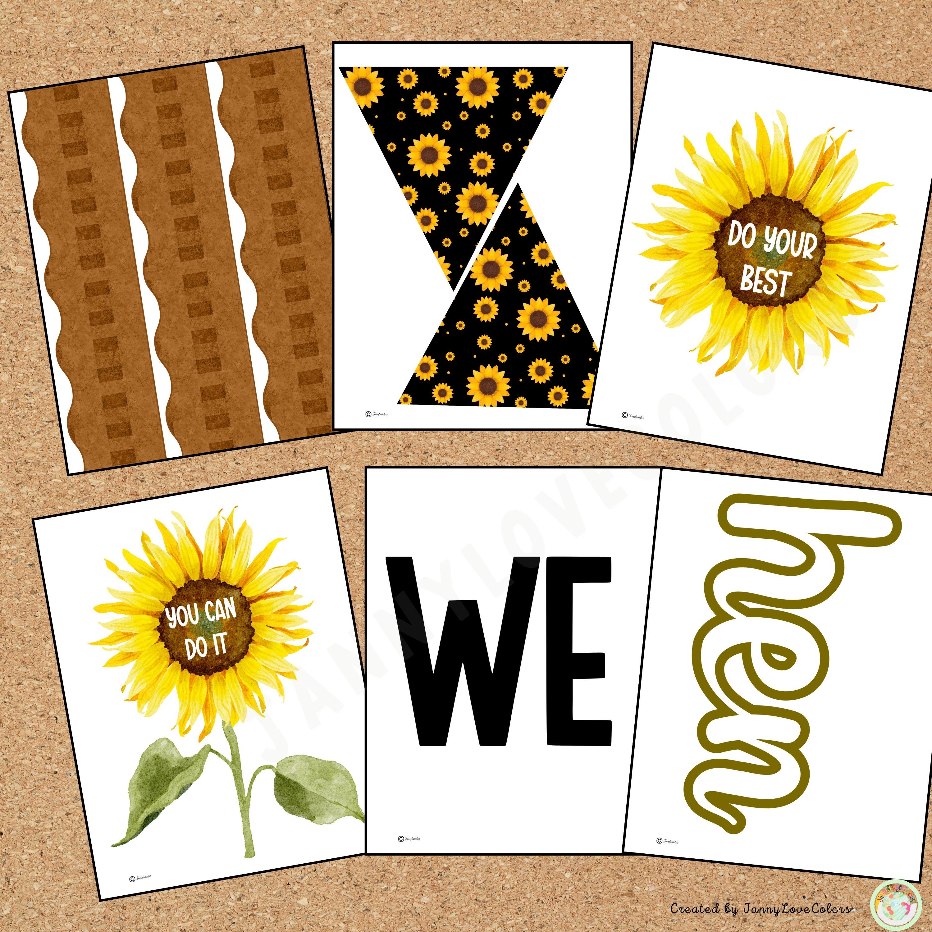 Spring Sunflower Classroom Bulletin Board Decor (printable, Editable ...