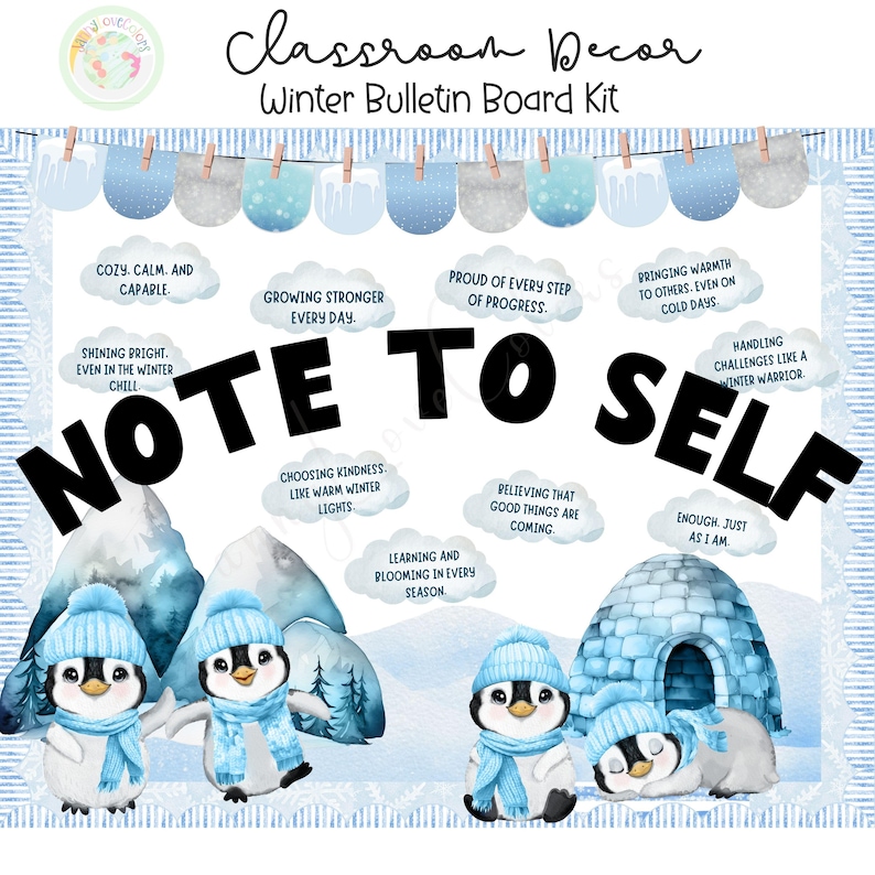 Winter Bulletin Board Kit | Penguin Classroom Decor | Growth Mindset ...