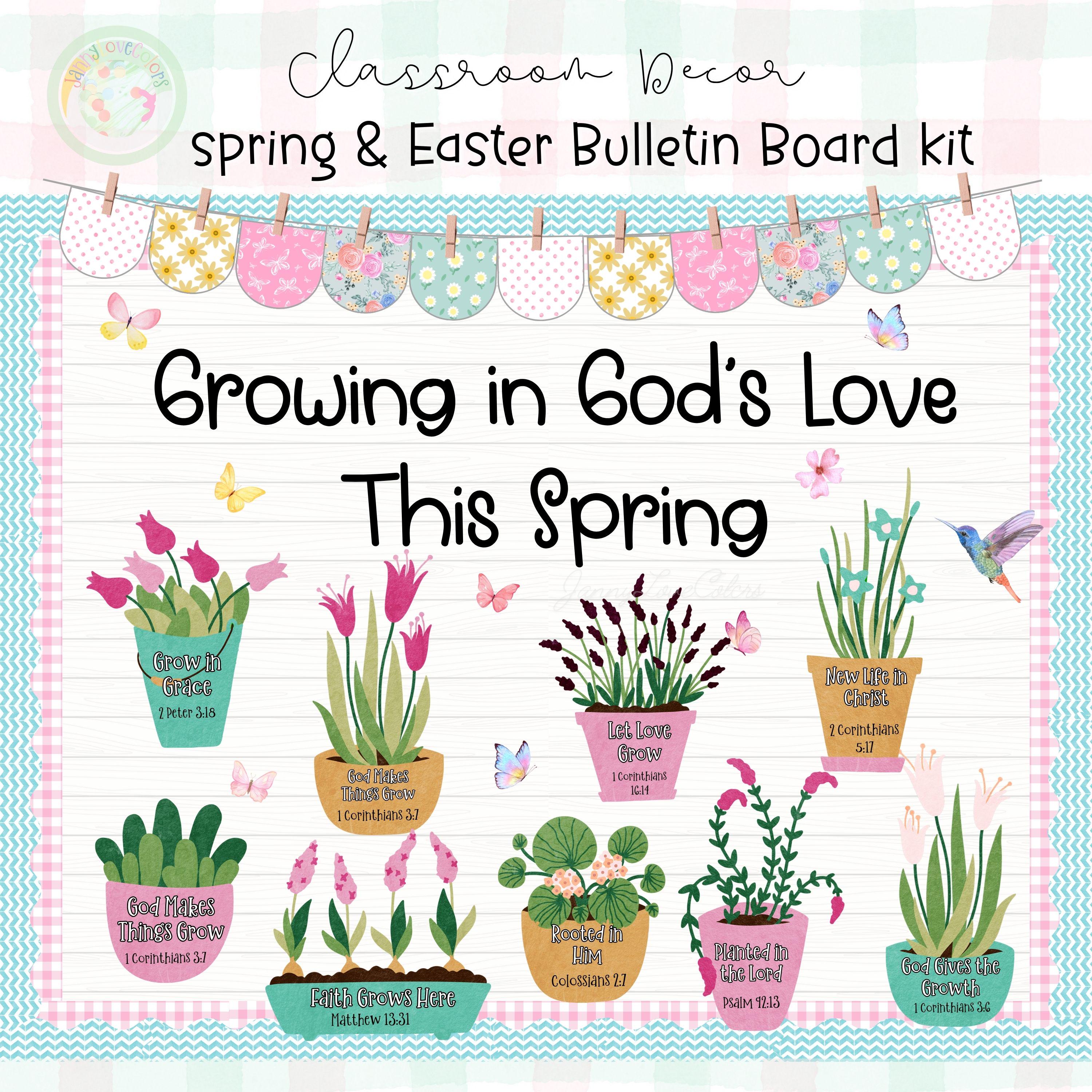 Spring Bulletin Board Kit Christian Classroom Decor Printable (digital ...