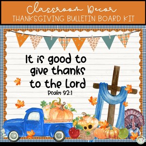 Christian Thanksgiving Bulletin Board Kit Bible Verse Door Decor - Etsy