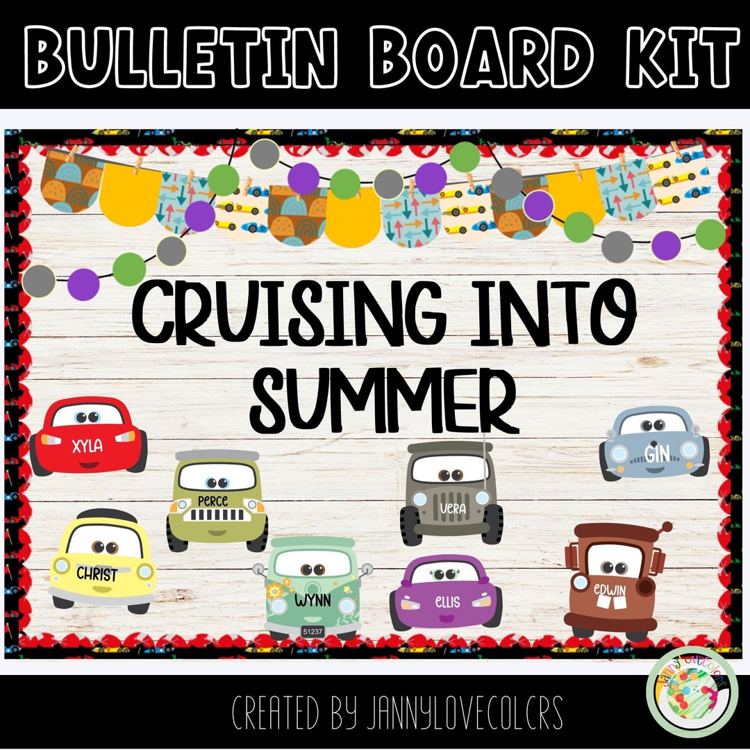 Summer Car Bulletin Board Kit: Cruising Into Summer (PDF) - Etsy