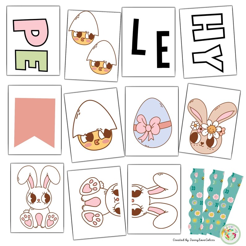 Easter Bunny Bulletin Board Kit: 'hoppy Class' Decor (digital Download ...