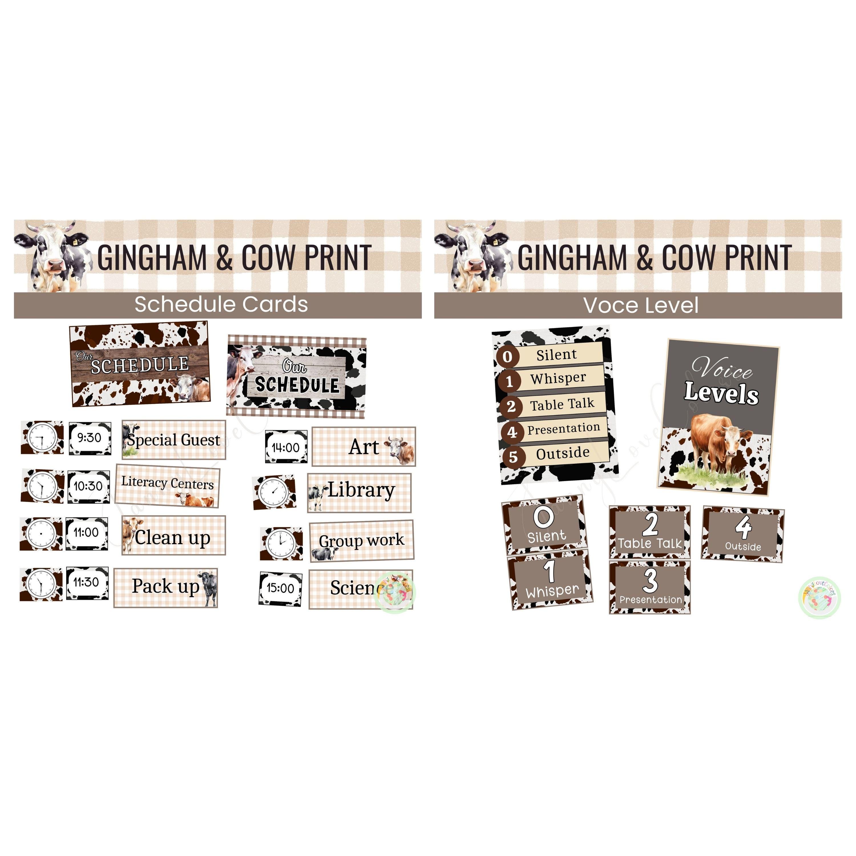 Gingham Cow Print Classroom Decor Bundle: Farmhouse Style - Etsy