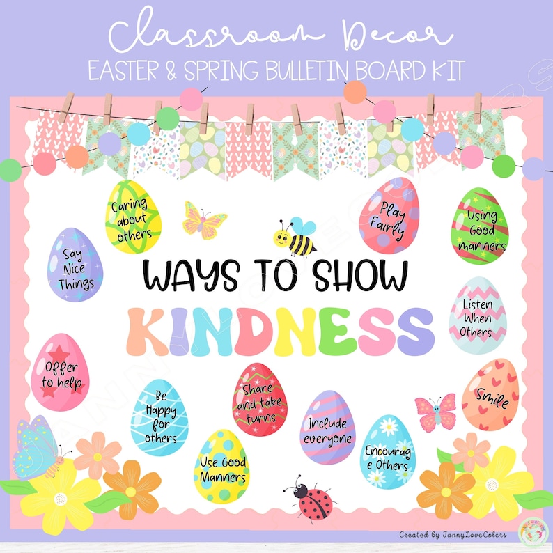 Kindness Bulletin Board Kit | Ways to Be Kind | Easter and Spring ...