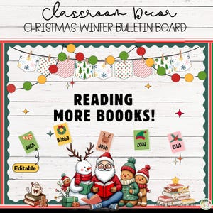 Christmas Reading Bulletin Board Kit | Holiday Library Decor Classroom ...