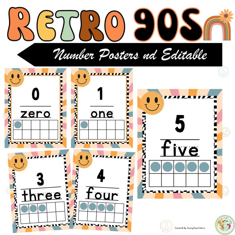 Retro 90s Theme Classroom Decor BUNDLE | Printable | Digital Download ...