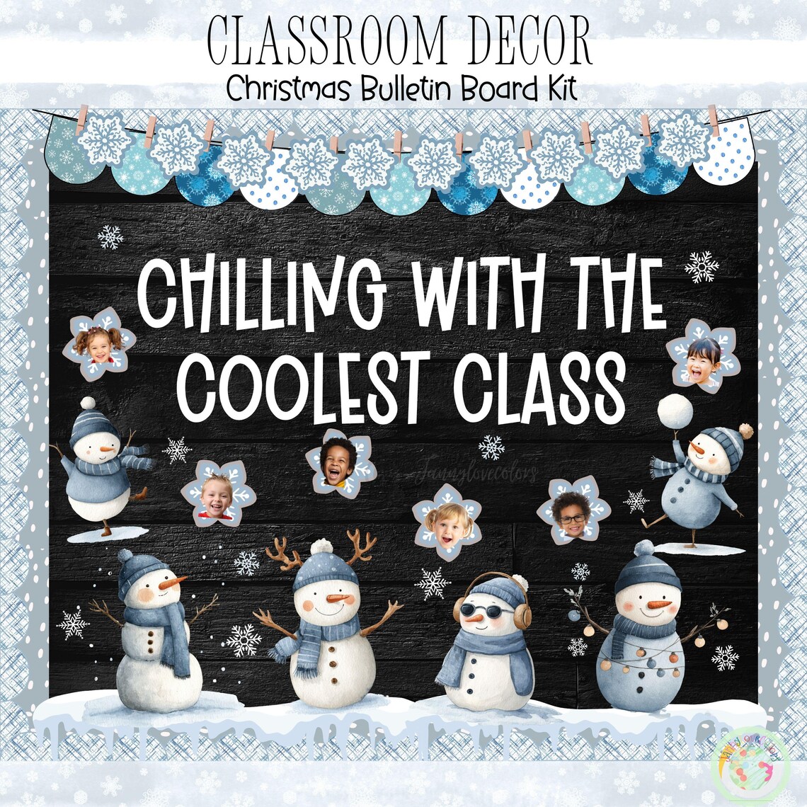 Winter Classroom Door Decor | Christmas Bulletin Board Kit | Editable ...