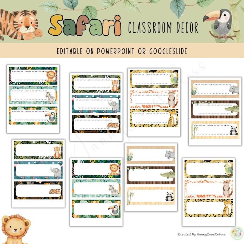 Safari Theme Student Desk Name Labels: Editable Classroom Printables ...