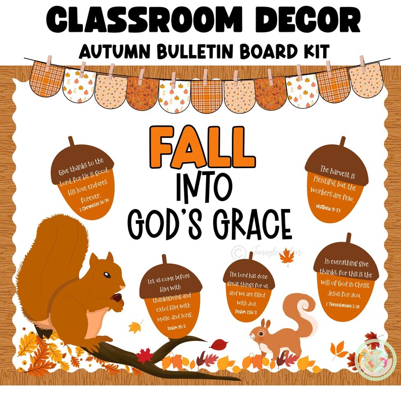 Gathering God’s Blessings Bulletin Board Kit | Fall Christian Classroom ...