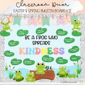 Kindness Bulletin Board | Spring Frog Classroom Decor | Easter Door ...