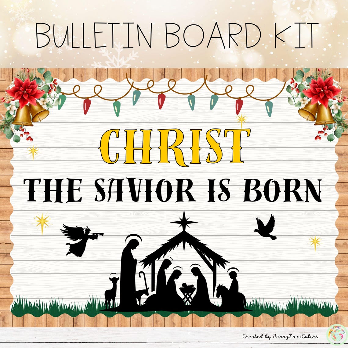 Nativity Scene Bulletin Board Kit: Christmas Classroom Decor (digital ...
