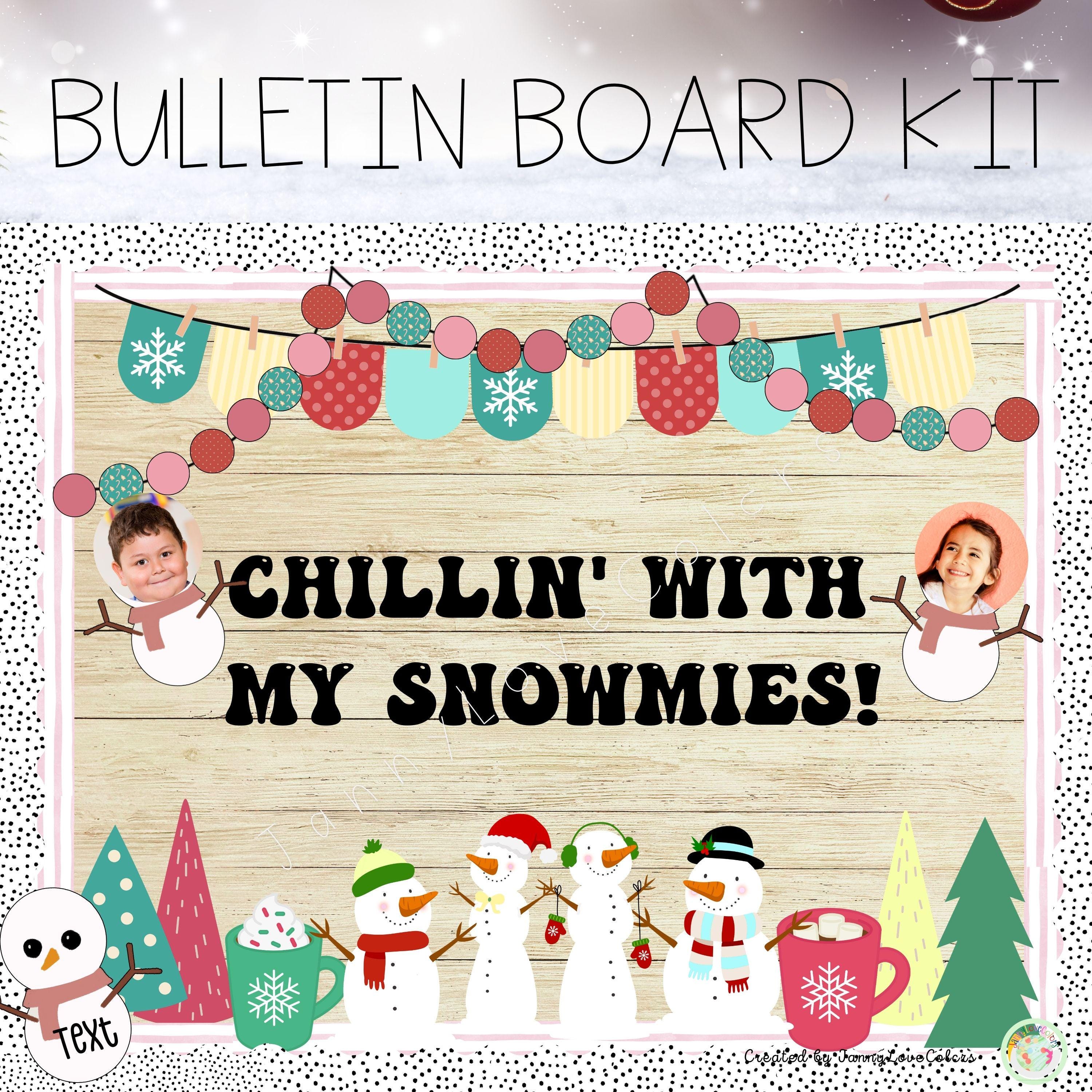 Snowman Bulletin Board Kit: Retro Winter Classroom Decor (digital ...