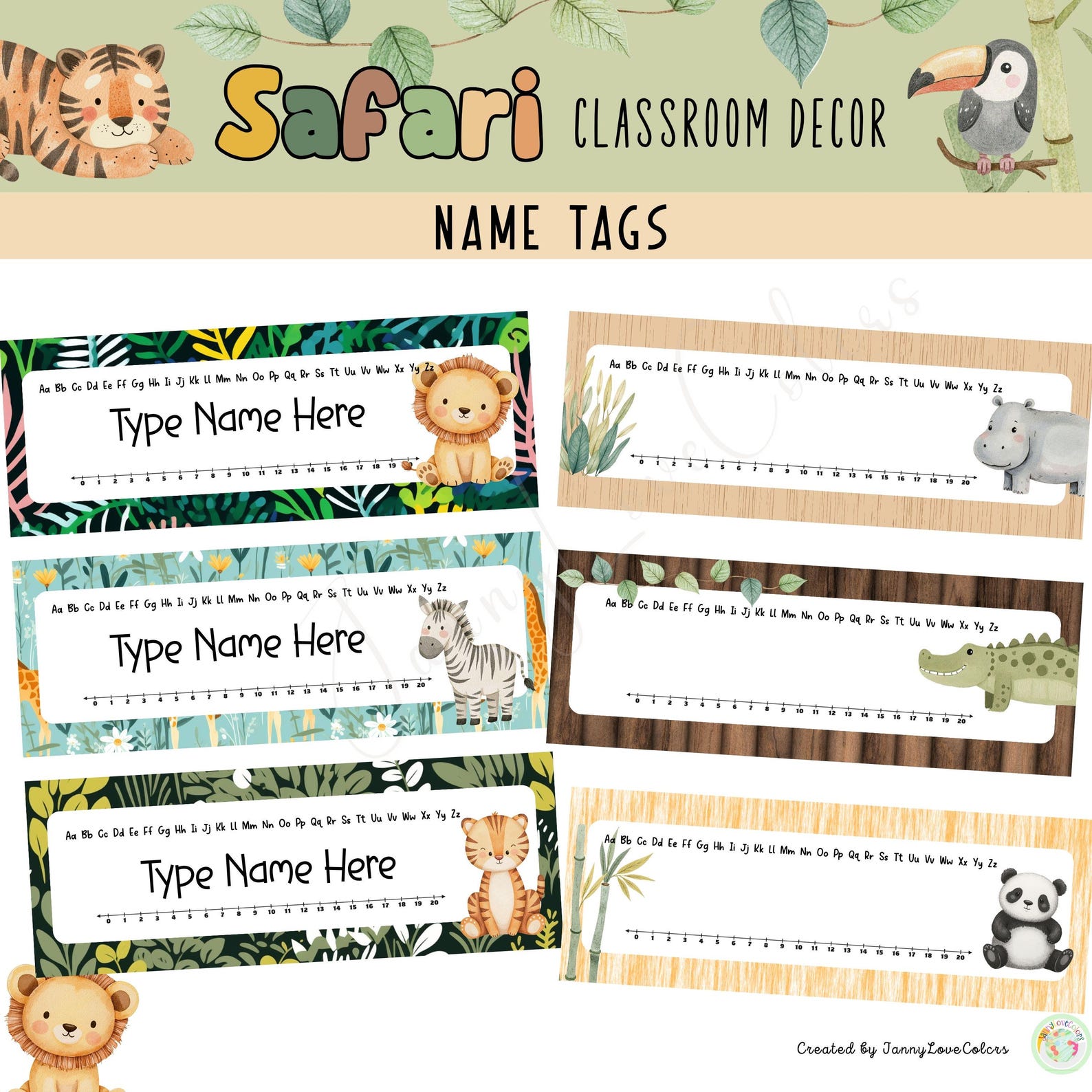 Safari Theme Student Desk Name Labels: Editable Classroom Printables ...