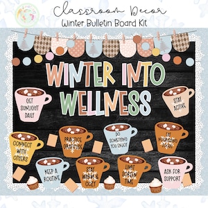 Winter Wellness Bulletin Board Kit | Hot Cocoa Classroom Decor (digital ...