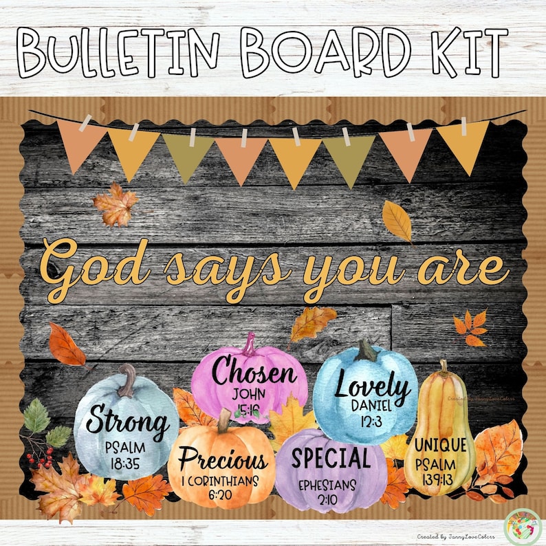Fall Christian Bulletin Board Kit: God Says You Are (digital Download ...