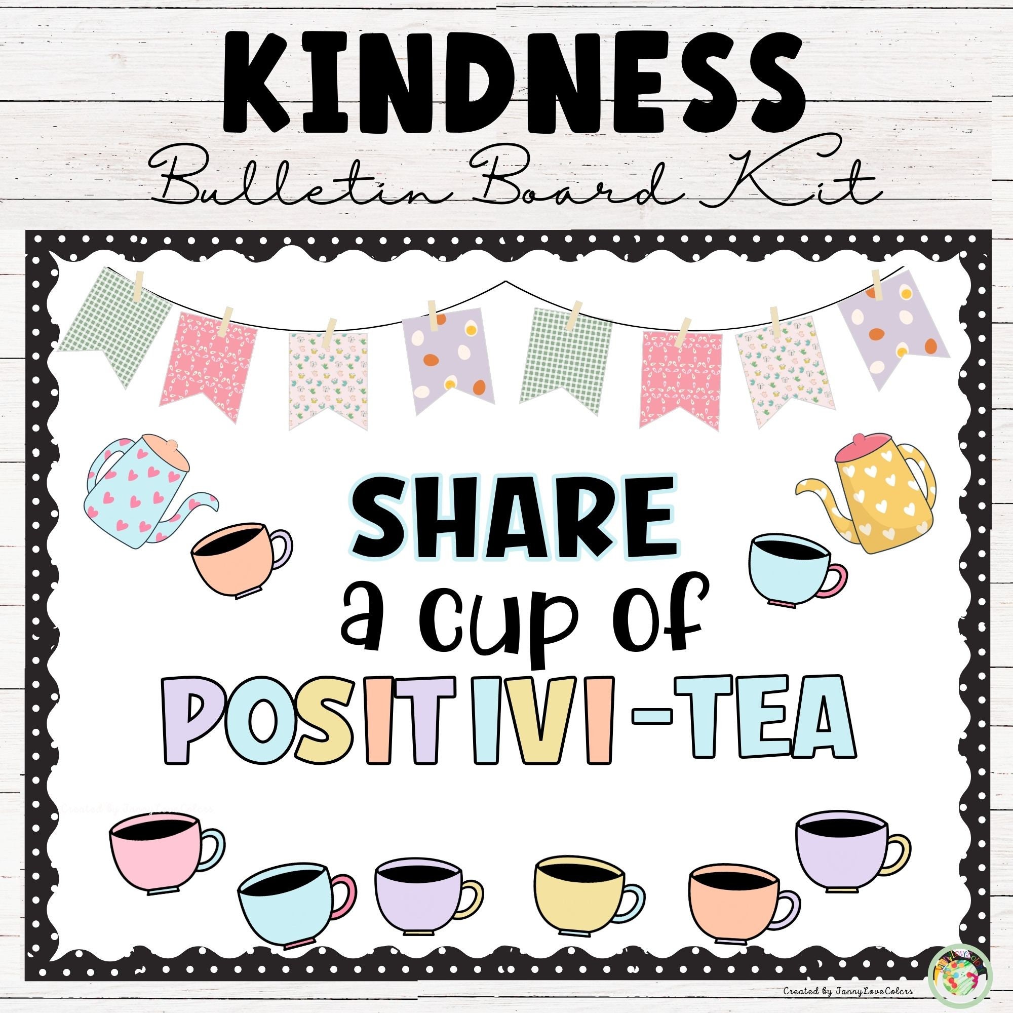 Kindness Matters Positivitea Bulletin Board Kit for Counseling Offices ...