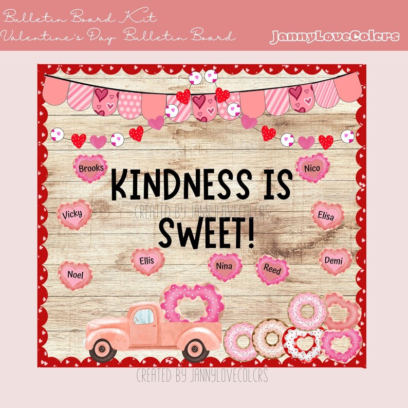 Donut Truck Valentine's Day Bulletin Board Kit - Etsy