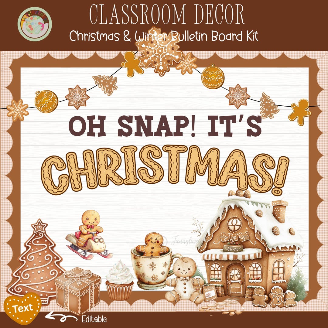 Christmas Bulletin Board | Gingerbread Classroom Decor (digital ...