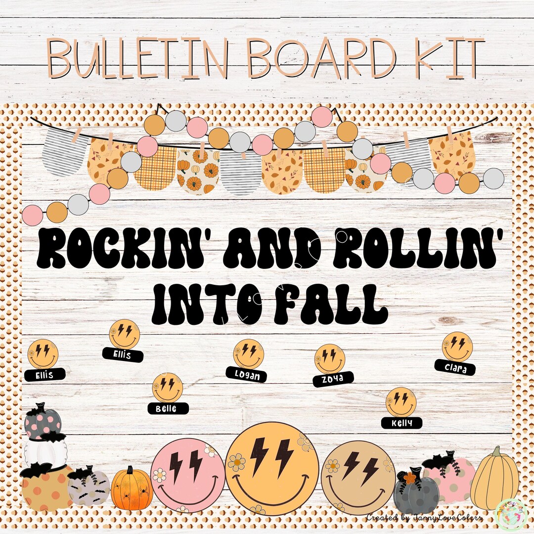 Retro Fall Bulletin Board Kit Classroom Decor October and November Fall ...