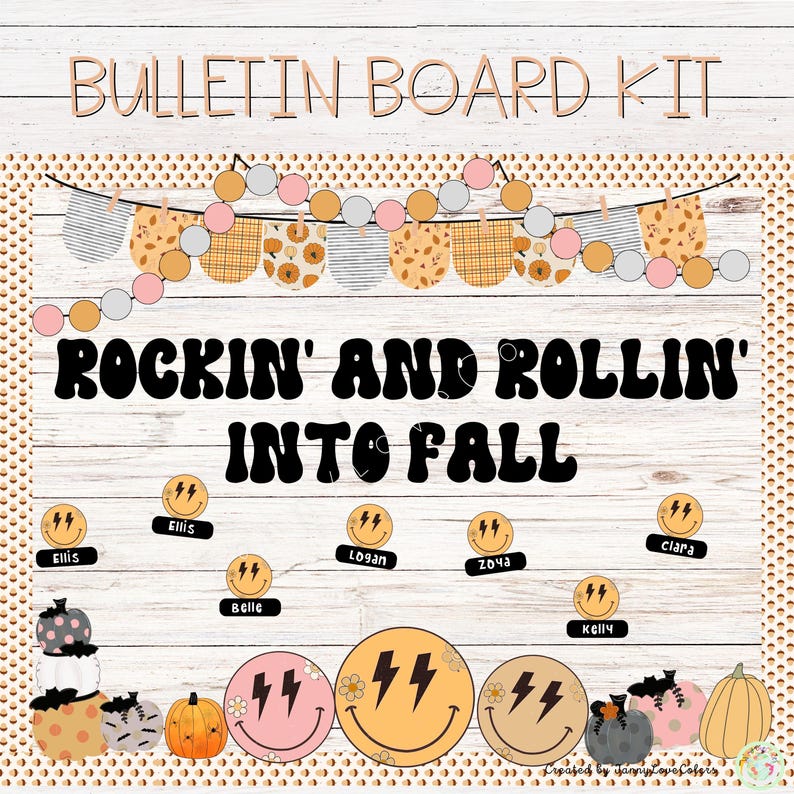 Retro Fall Bulletin Board Kit: Classroom Decor (digital Download) - Etsy