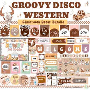 Groovy Disco Western Classroom Decor Bundle (editable PPT) - Etsy
