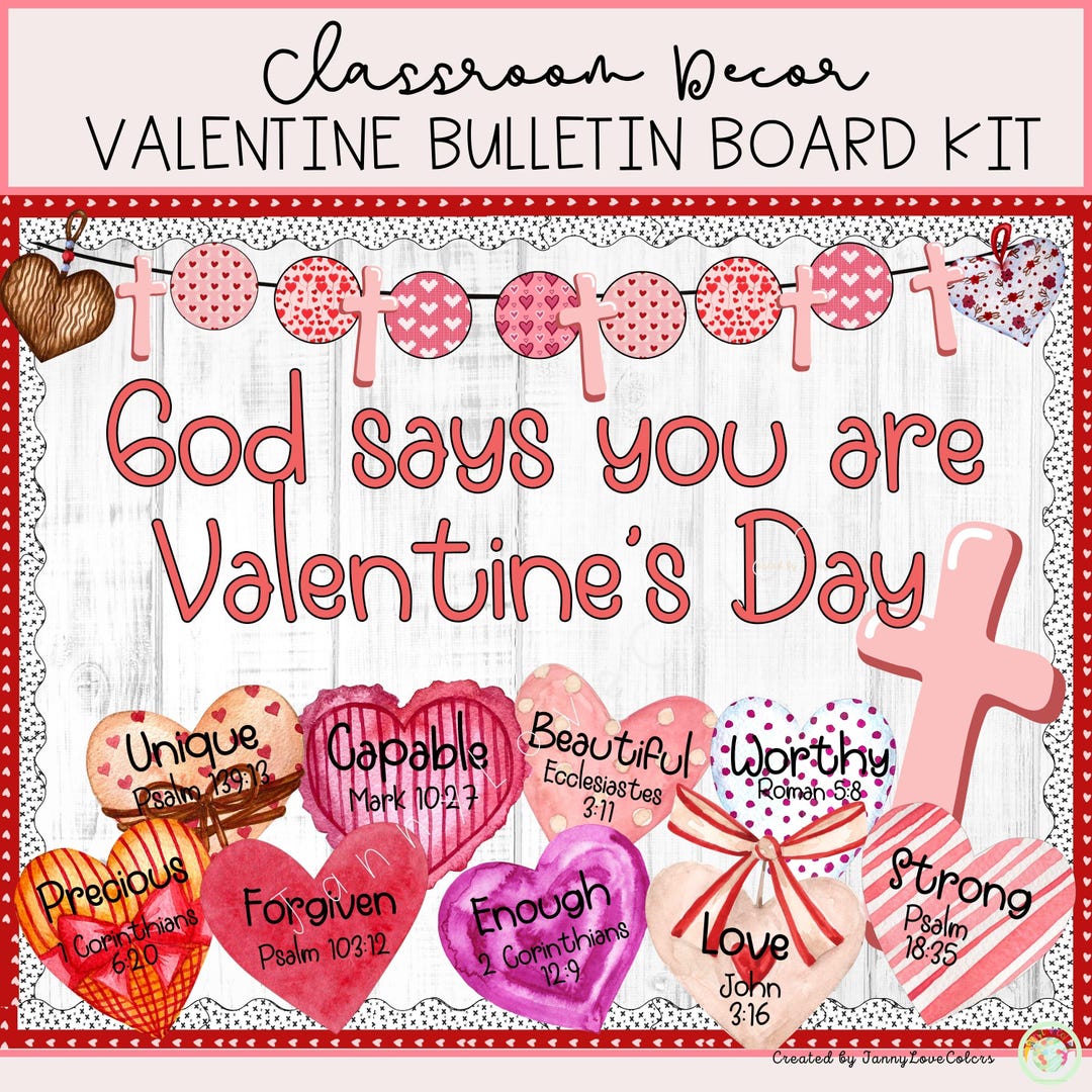 Valentine's Day Church Bulletin Board | God Jesus Classroom Decor ...
