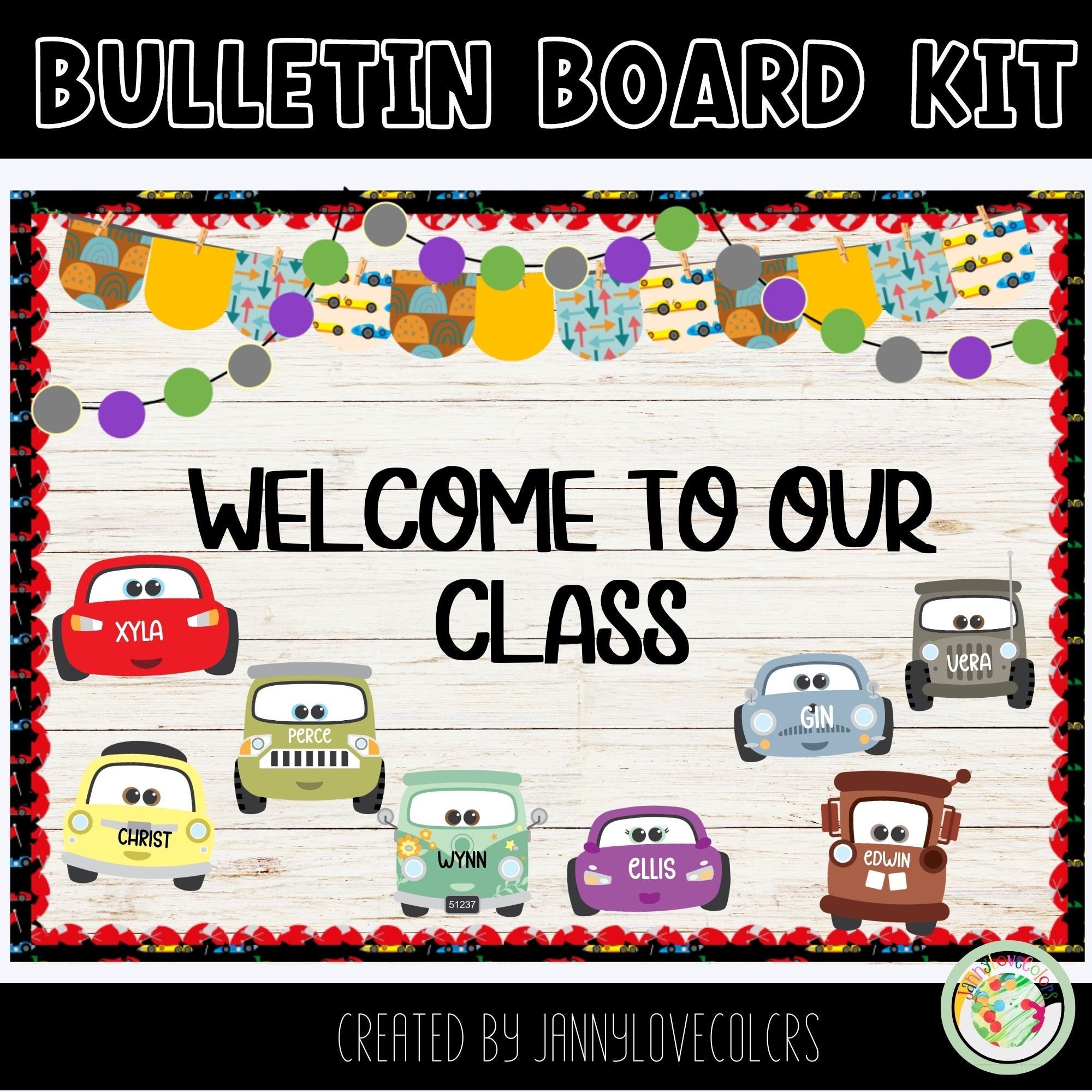Summer Car Bulletin Board Kit: Cruising Into Summer (PDF) - Etsy
