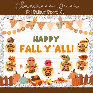 Highland Cow Fall Bulletin Board Kit: Autumn Classroom Decor (PDF Files ...