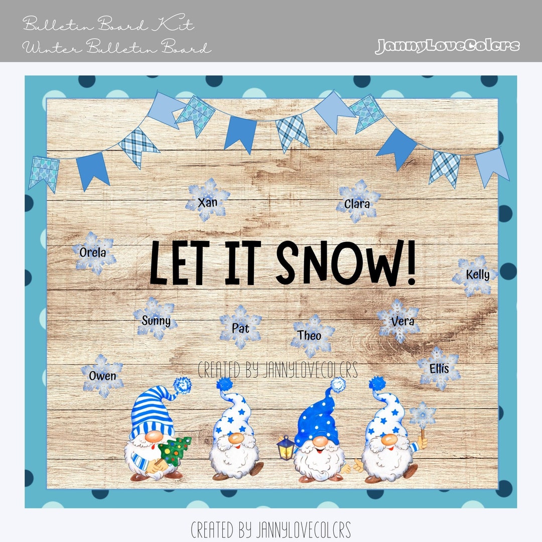 Let It Snow Winter Bulletin Board January Door Decor Gnomes - Etsy