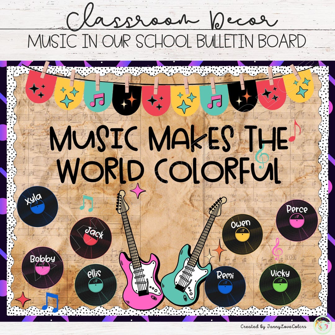 Music Bulletin Board Kit, Fun Colourful Positive Bulletin Board Kit ...