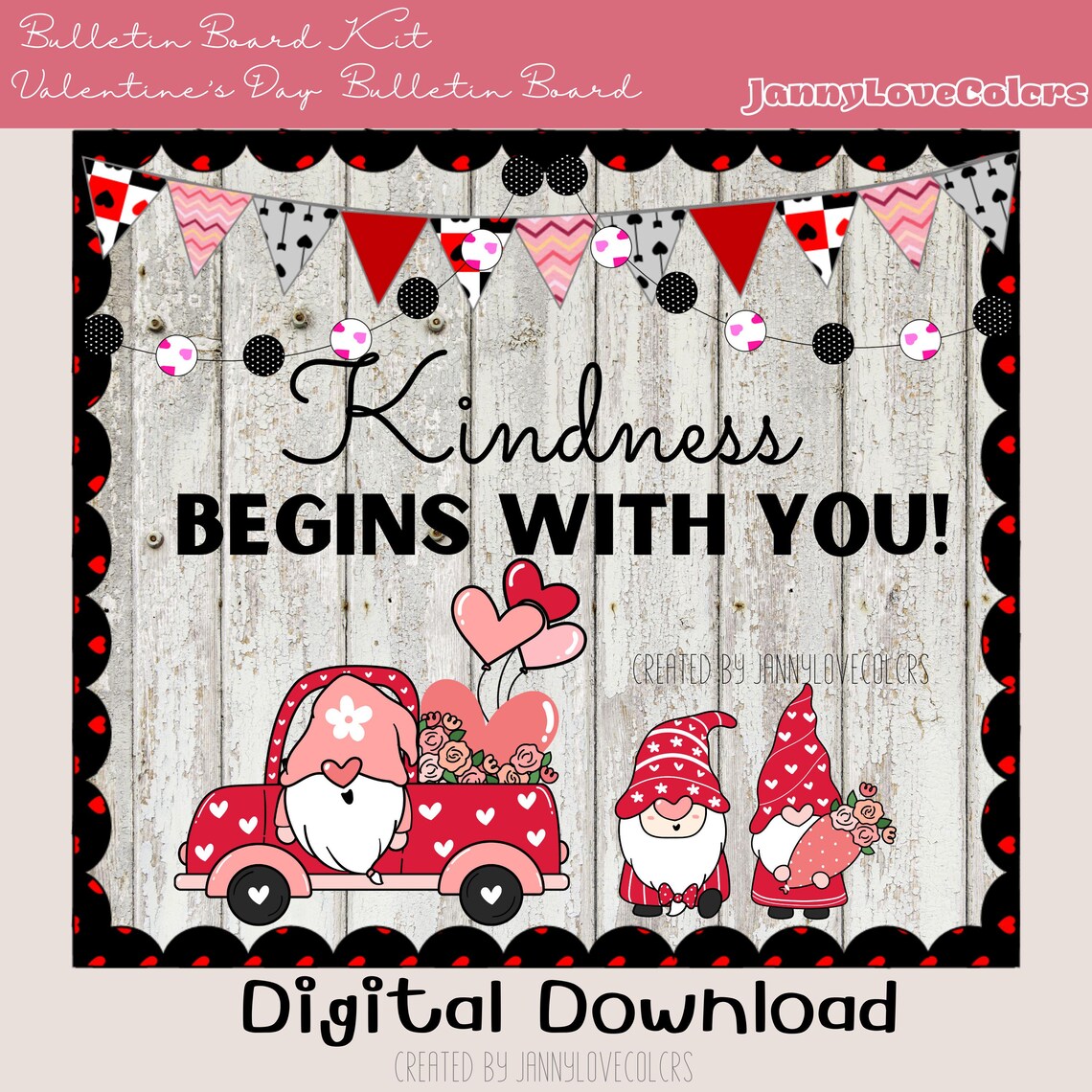 Valentine's Day Gnomes Bulletin Board Kit (digital Download) - Etsy