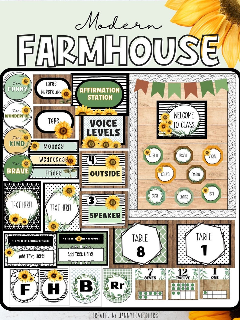 Modern Farmhouse Classroom Decor Bundle, Easy Classroom Decorations ...