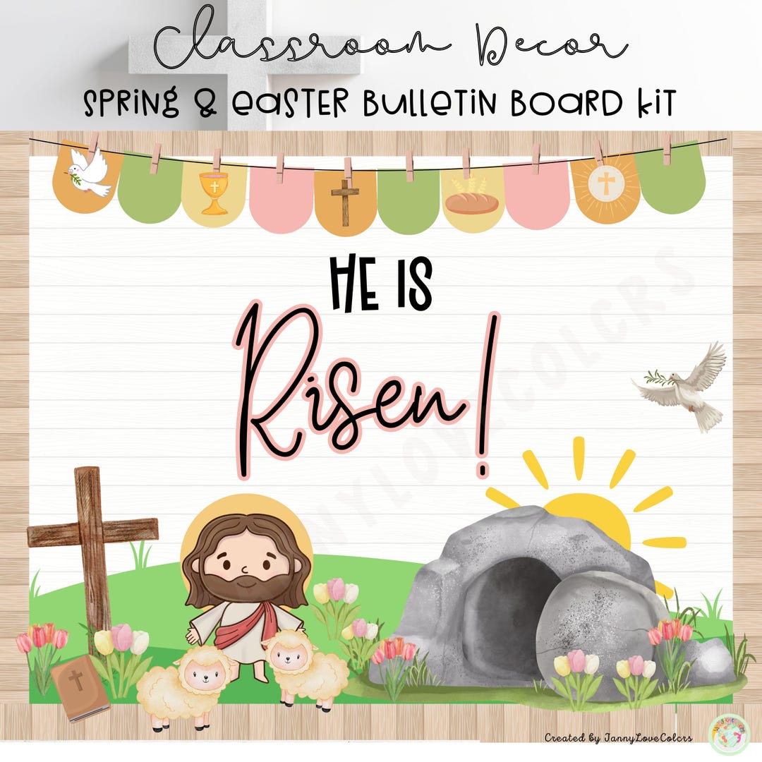 Easter Christian Bulletin Board Kit: Classroom Door Decor (digital ...