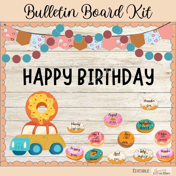 Birthday Display Bulletin Board Kit Donut Birthday Display - Etsy