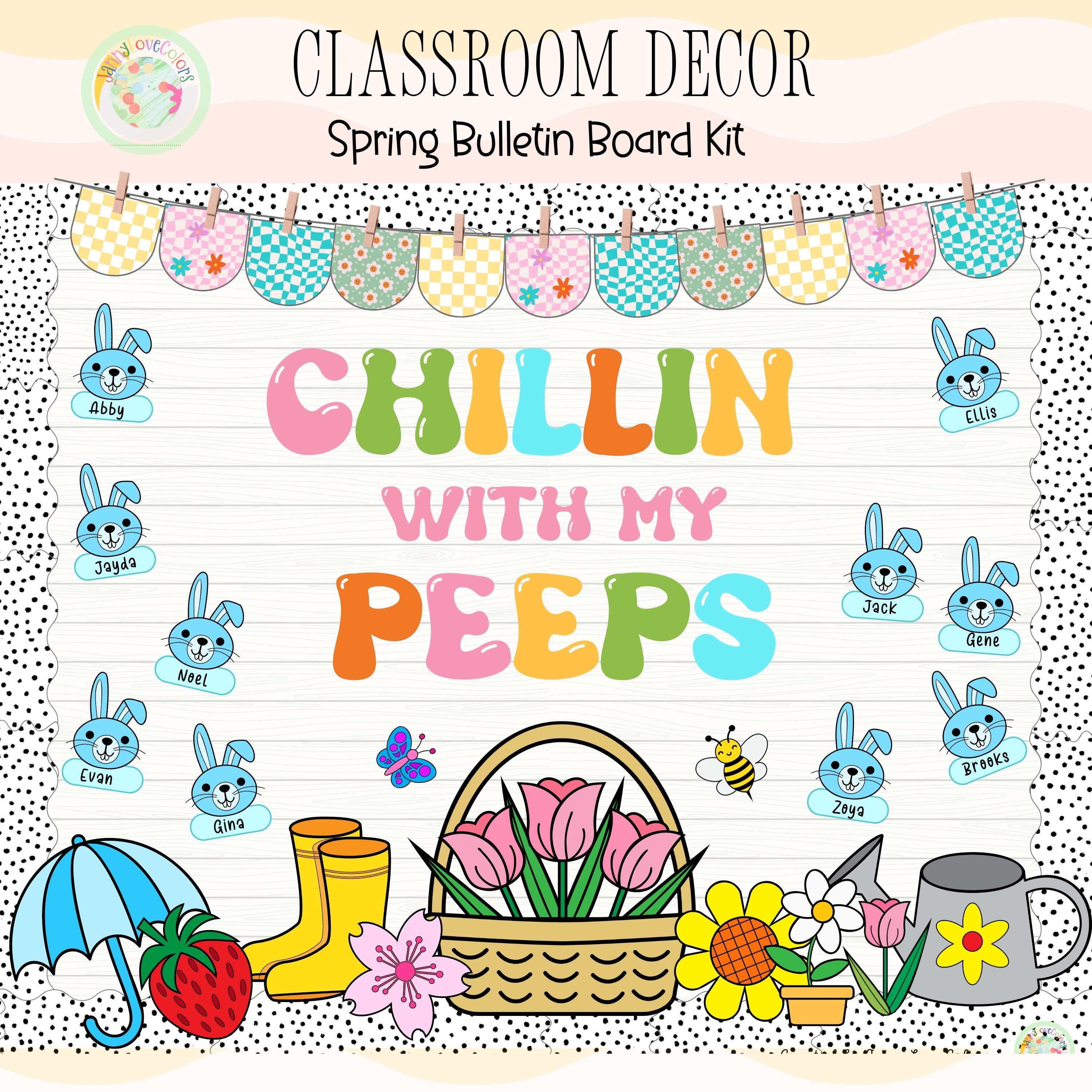 Spring Bulletin Board Kit | Hopping Into Spring Classroom Decor ...