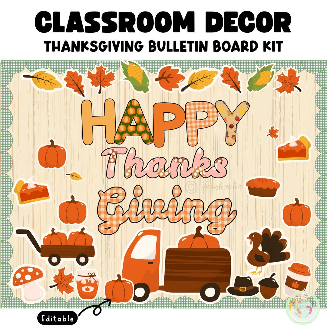 Thanksgiving Turkey Bulletin Board Kit: Fall Classroom Decor (digital ...