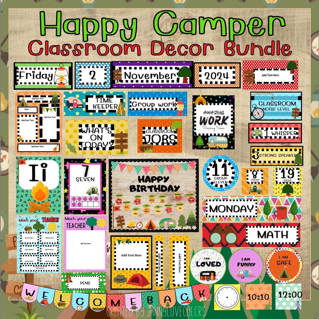 Happy Camper Back to School Classroom Decor, Bulletin Board Kit ...