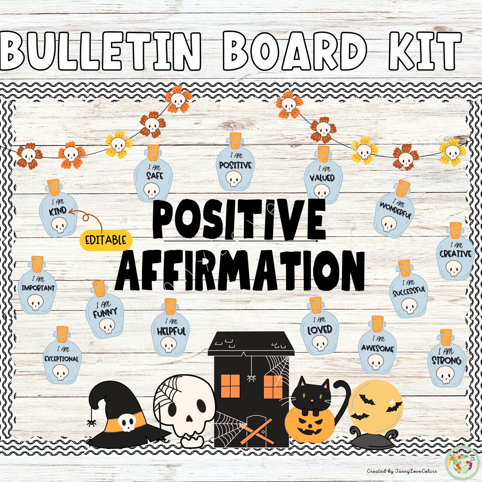 Halloween Bulletin Board Kit: Positive Affirmation, Bible Verse ...