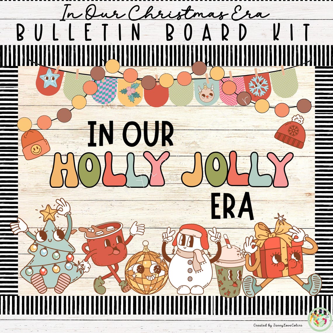 Retro Christmas Bulletin Board - Boho Groovy Classroom Decor - Etsy
