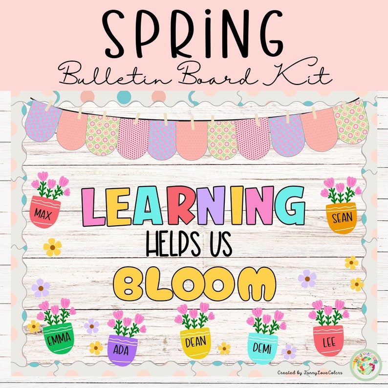 Spring Flowers Blooming Bulletin Board Kit | Door Decor | Printable - Etsy