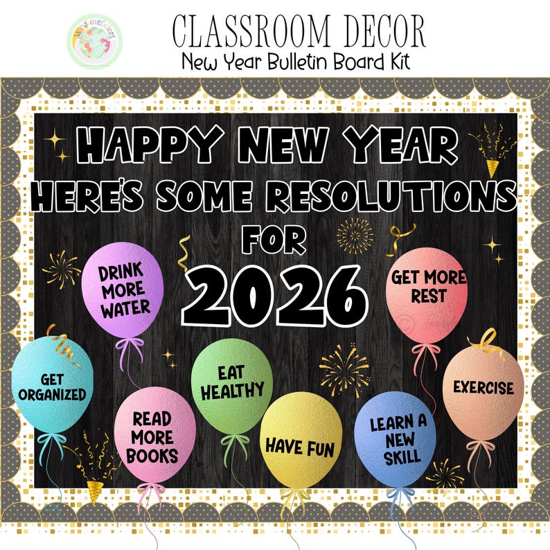 New Year 2026 Resolutions Bulletin Board | Winter Classroom Decor ...
