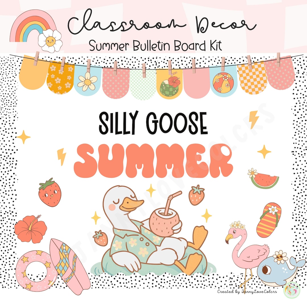 Retro Summer Bulletin Board Kit: Silly Goose Classroom Decor (printable ...