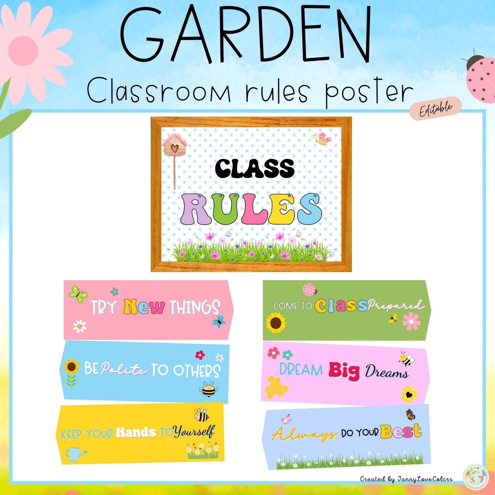 Garden Theme Classroom Decor Bundle: Editable Modern Decorations ...