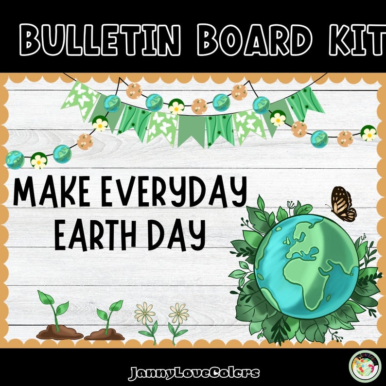 Earth Day World Bulletin Board, Door Decor, March April Spring ...