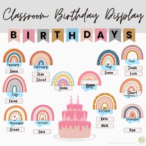 Boho Rainbow Classroom Decor Bundle: Editable, Calm, Cheerful - Etsy