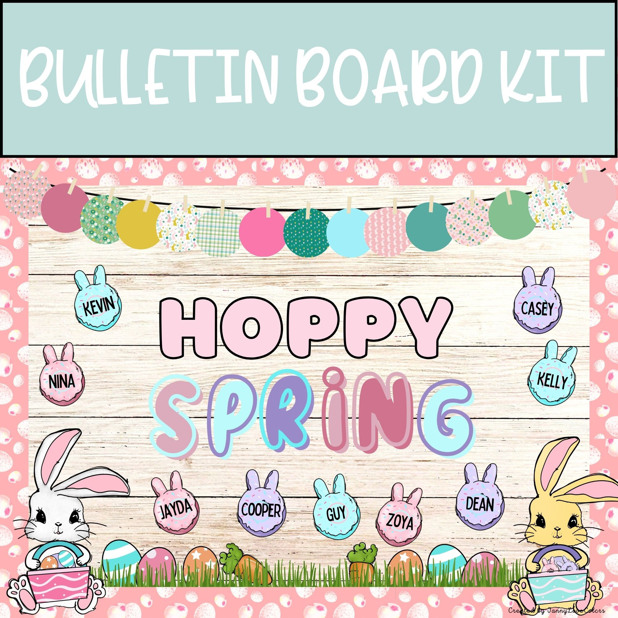 Spring Bunny Bulletin Board Classroom Decor Kit, Editable - Etsy
