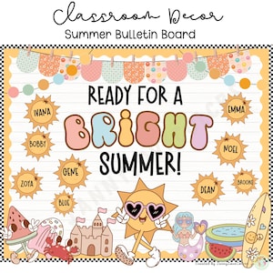 Summer Bulletin Board Idea, Retro Classroom Decor | Sunshine April and ...