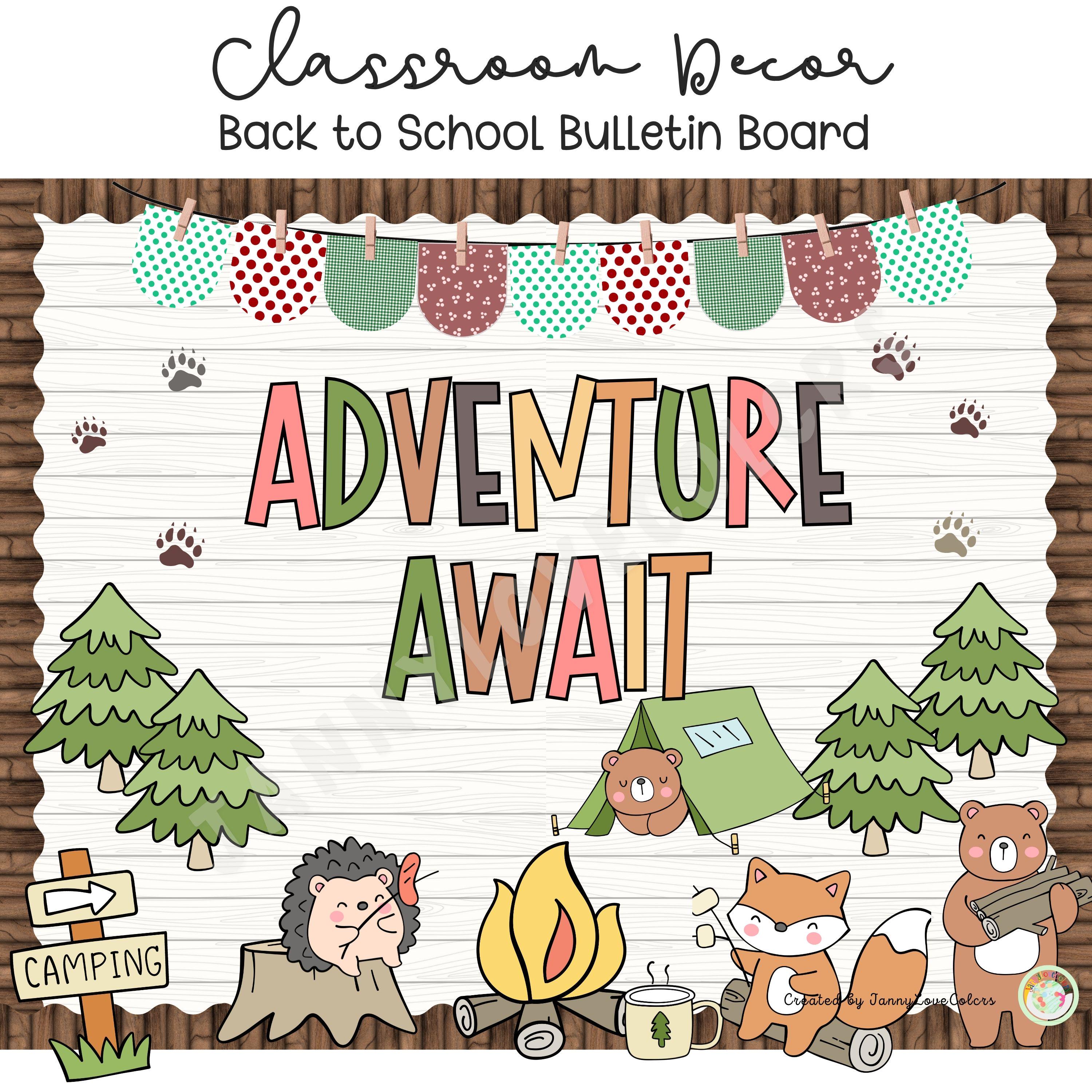 Back to School Bulletin Board Kit Camping Adventure Door Decor Editable ...