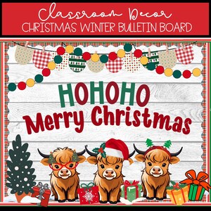 Christmas Highland Cow Bulletin Board Kit | Winter Door Decor| Holiday ...